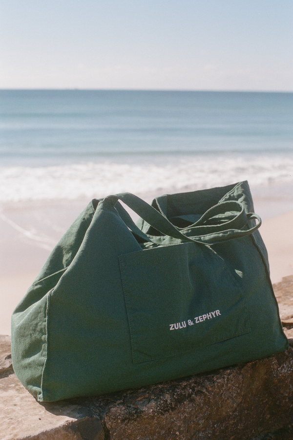 Zulu & Zephyr Cotton Canvas Tote Bag - Tallow Green