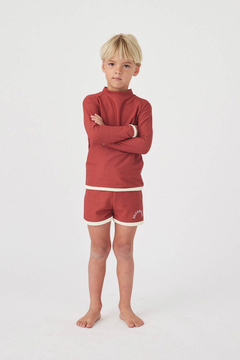 Mini Rib Rashie - Earth Red – Zulu & Zephyr