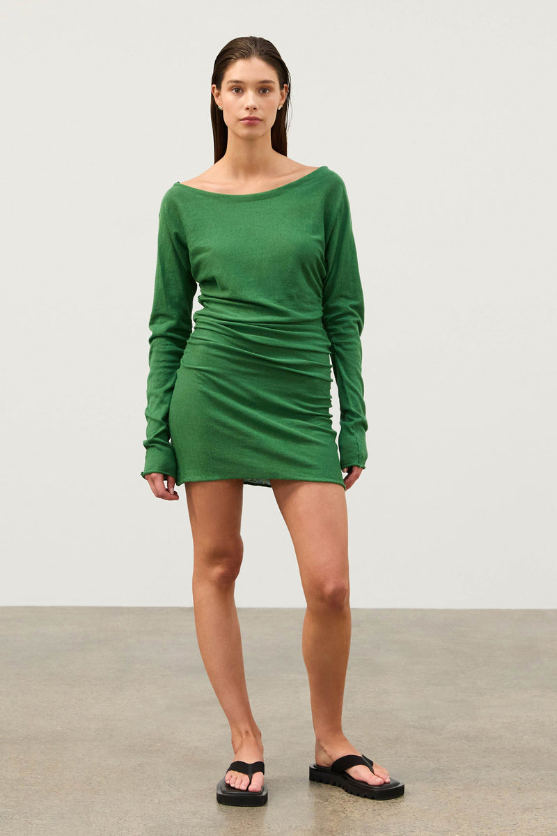 Gathered Knit Dress - Tallow Green – Zulu & Zephyr